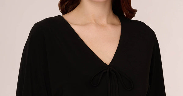 Jersey Midi Dress With Dolman Short Sleeves In Black | Adrianna Papell