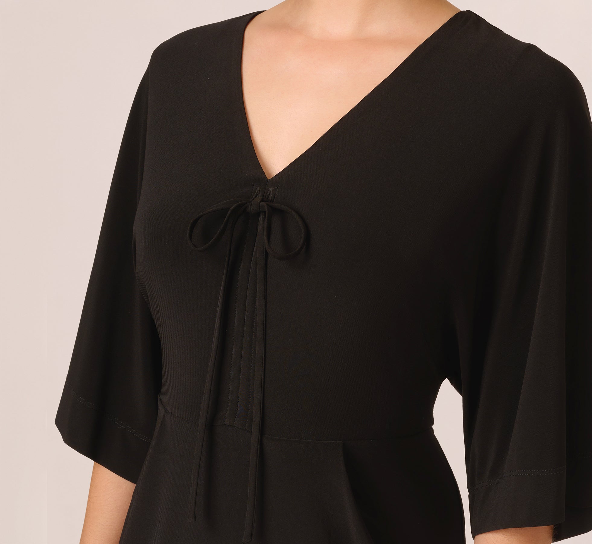 Jersey Midi Dress With Dolman Short Sleeves In Black - Adrianna Papell
