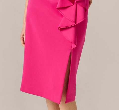 Sleeveless Draped Stretch Sheath Dress In Lipstick Pink - Adrianna Papell