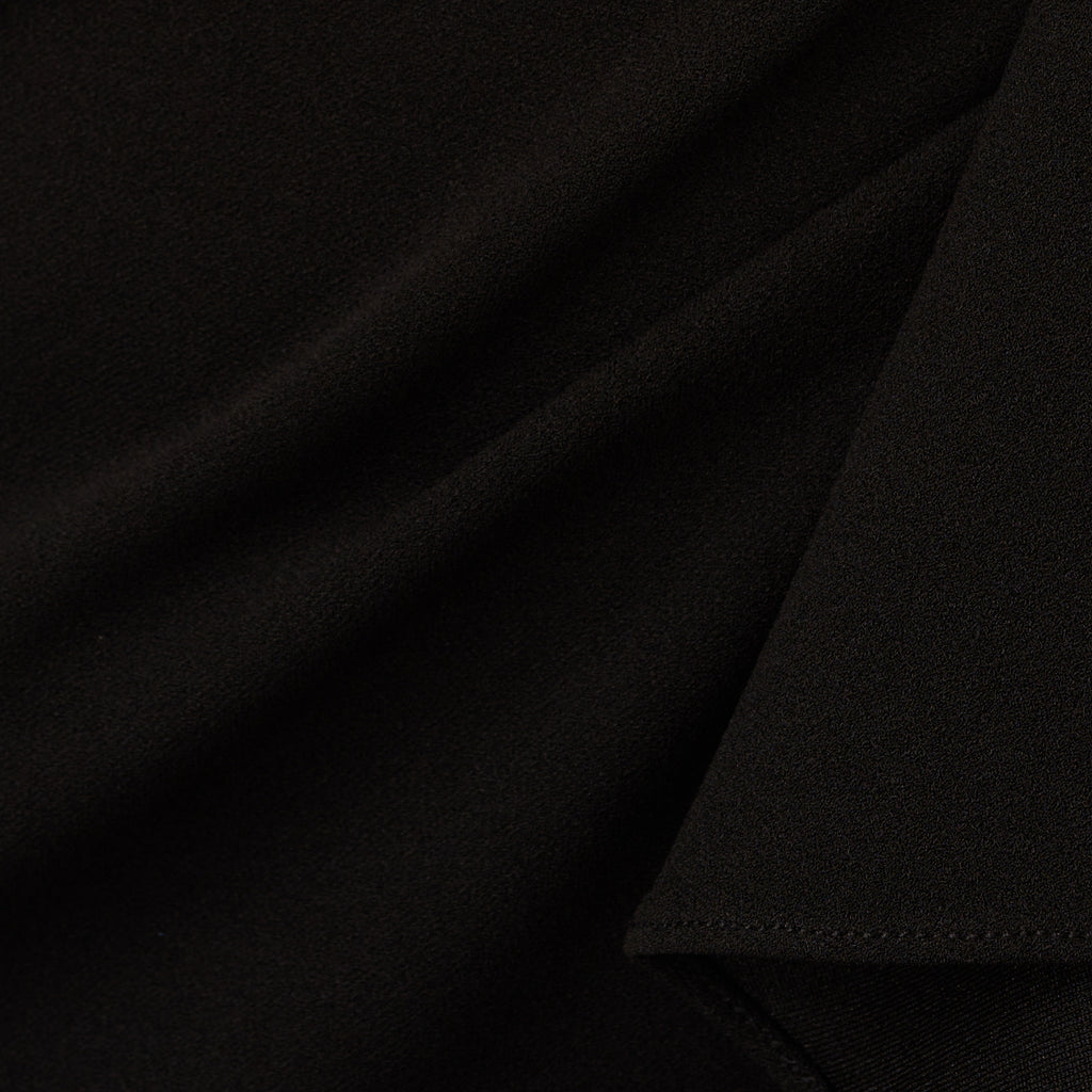 High Low Crepe Halter Gown With Organza Draping In Black | Adrianna Papell