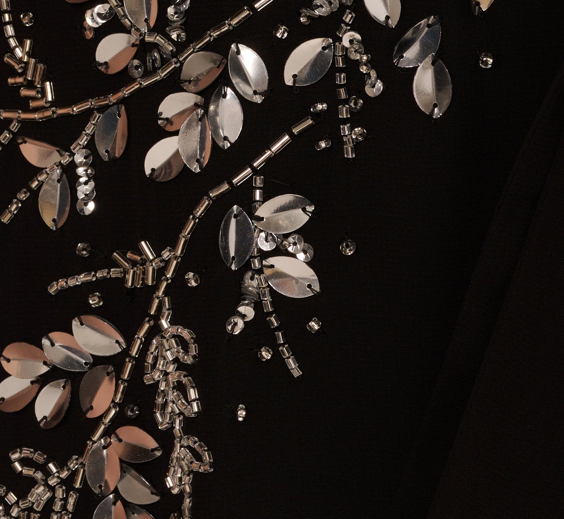 Beaded Chiffon Ankle Length Gown With Dolman Sleeves In Black ...