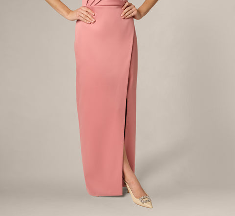 Strapless Duchess Satin Pleated Gown In Rose - Adrianna Papell